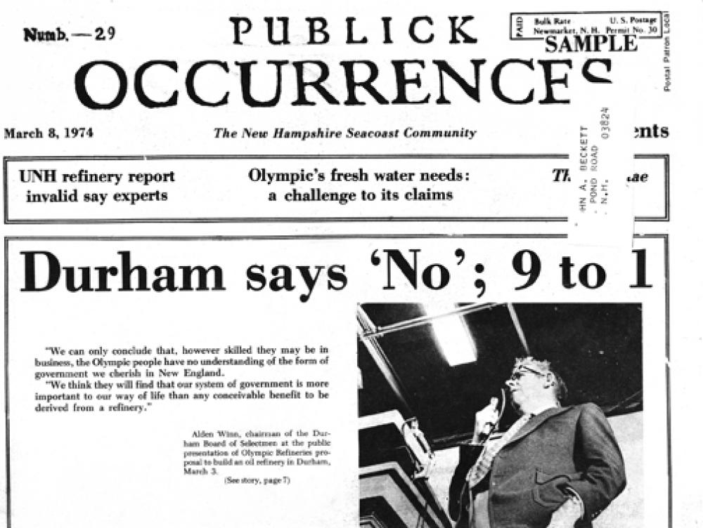 1974 Oil Refinery Defeat | The Town of Durham New Hampshire